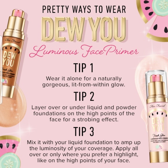 Too Faced | Makeup | Bnibnew Too Faced Dew You Luminous Face Primer ...